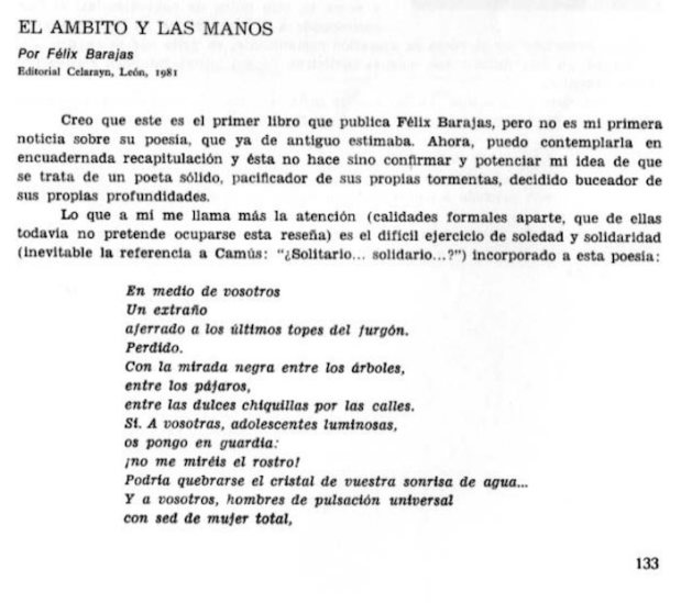 En recuerdo de Félix Barajas, una reseña de su libro «El ámbito y las ...